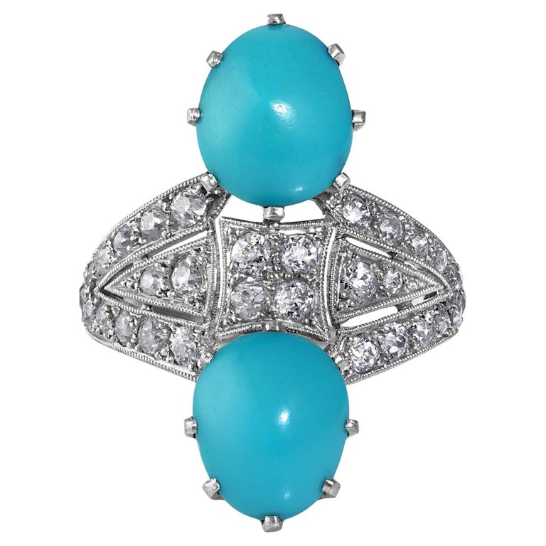 Art Deco GIA 6.64ctw Natural Untreated Turquoise Diamond Antique ...