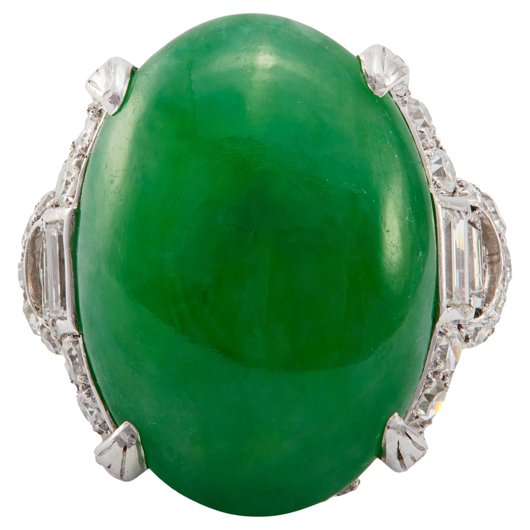 Art Deco GIA Colombian Emerald and Diamond Platinum Square Dinner Ring ...