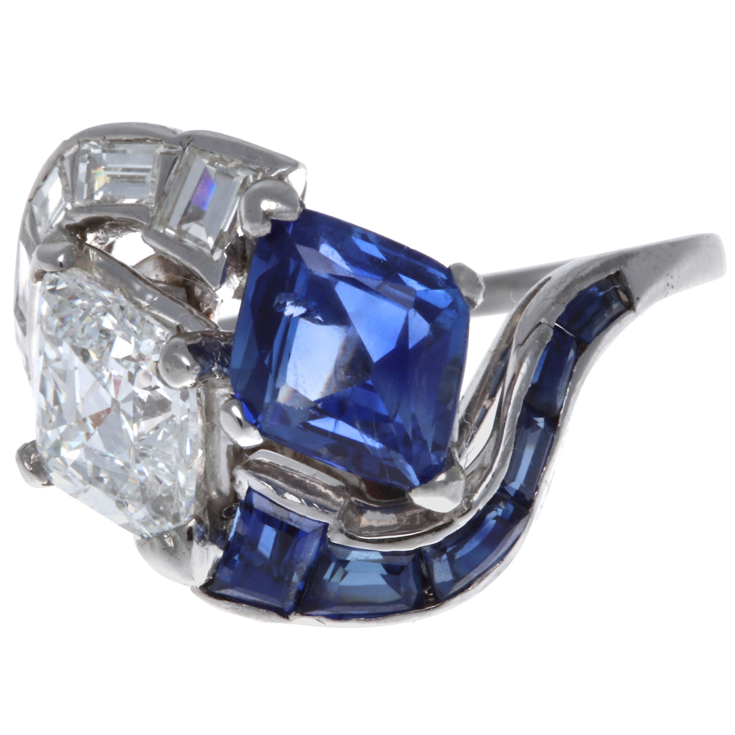 Lozenge Cut Sapphire Ring - 8 For Sale on 1stDibs