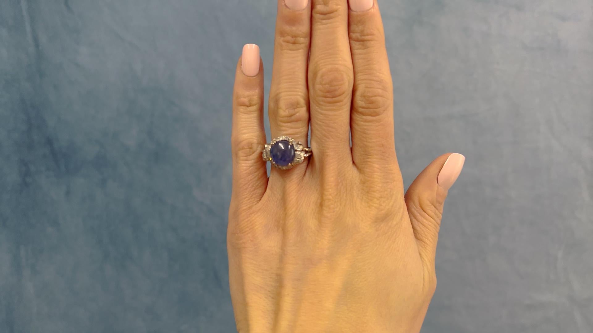 Art Deco GIA Ceylon No Heat Sapphire Diamond Platinum 14k White Gold Ring For Sale at 1stDibs