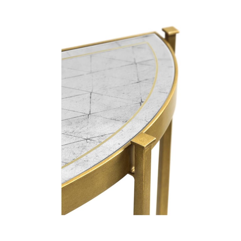 Art Deco Gilded Demi Lune Console Table For Sale at 1stDibs