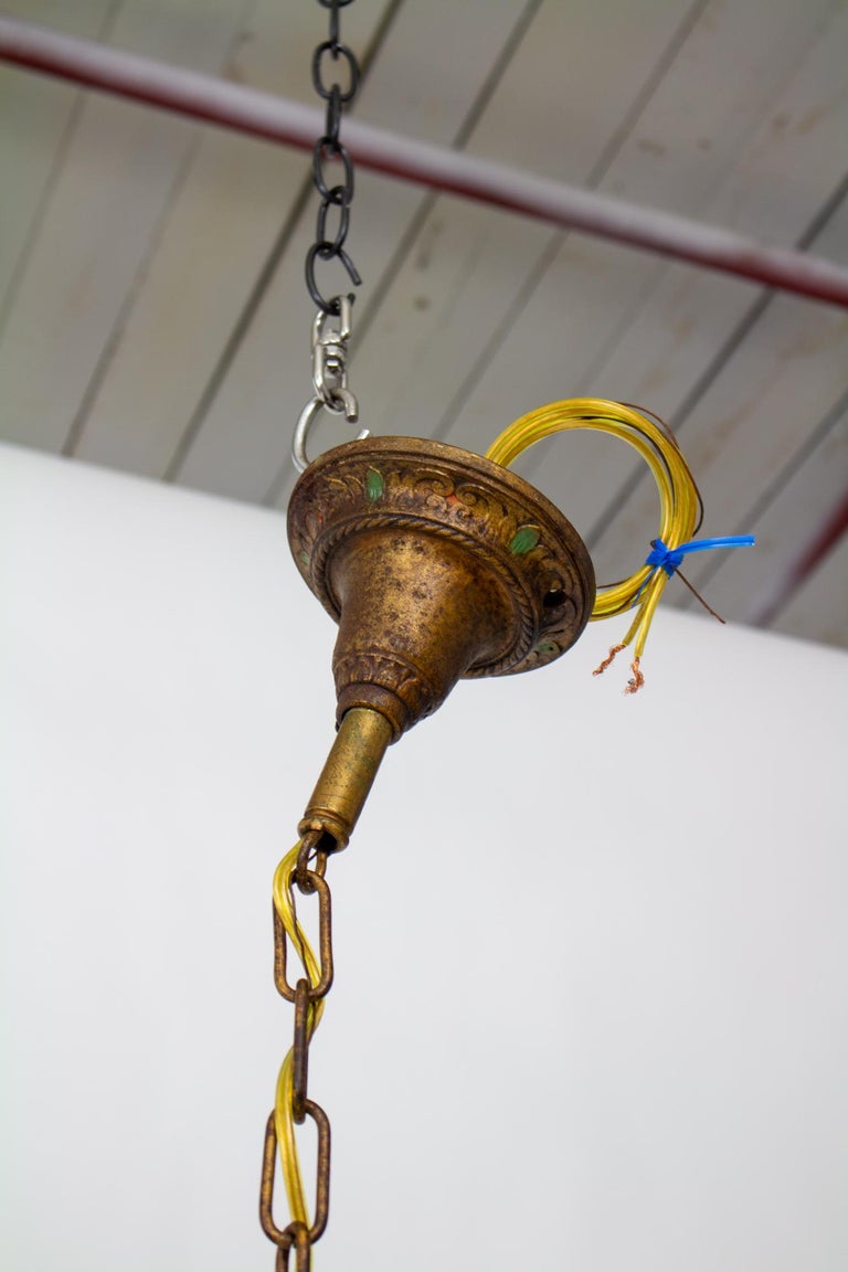 Art Deco Gill Glass Five Arm Chandelier For Sale at 1stDibs