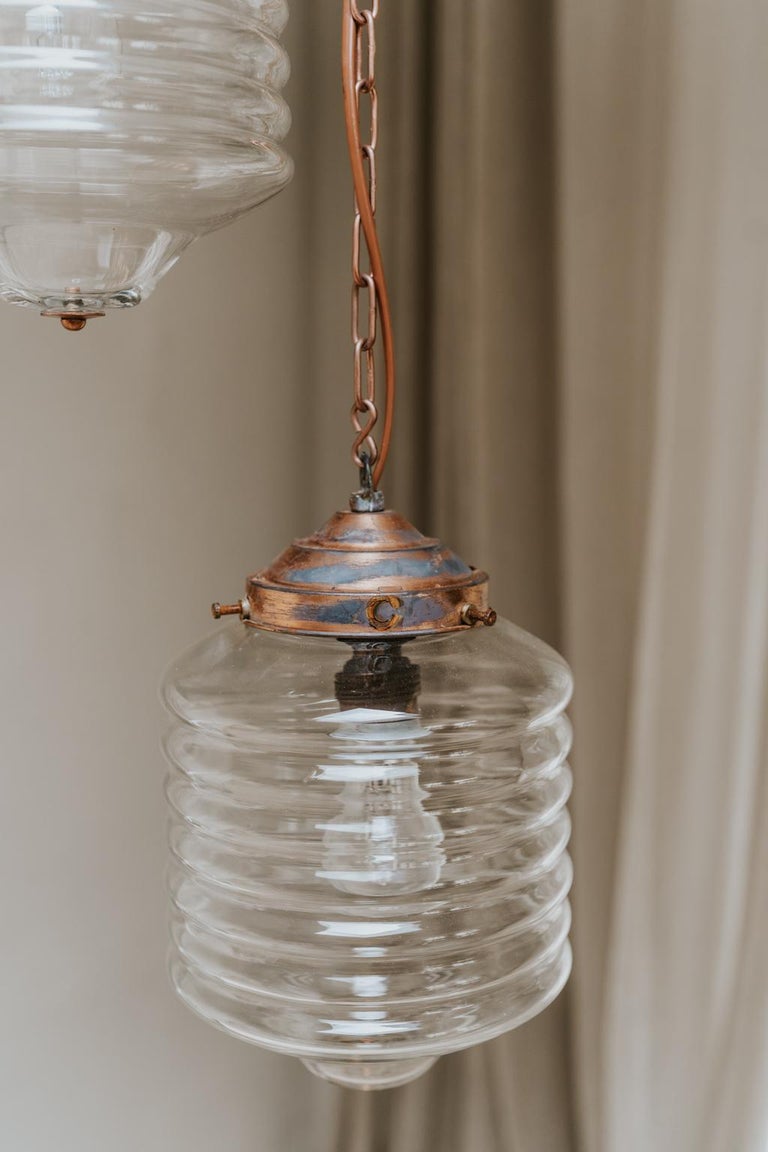 Big lot of Art Deco Glass and Brass Pending Lamps at 1stDibs