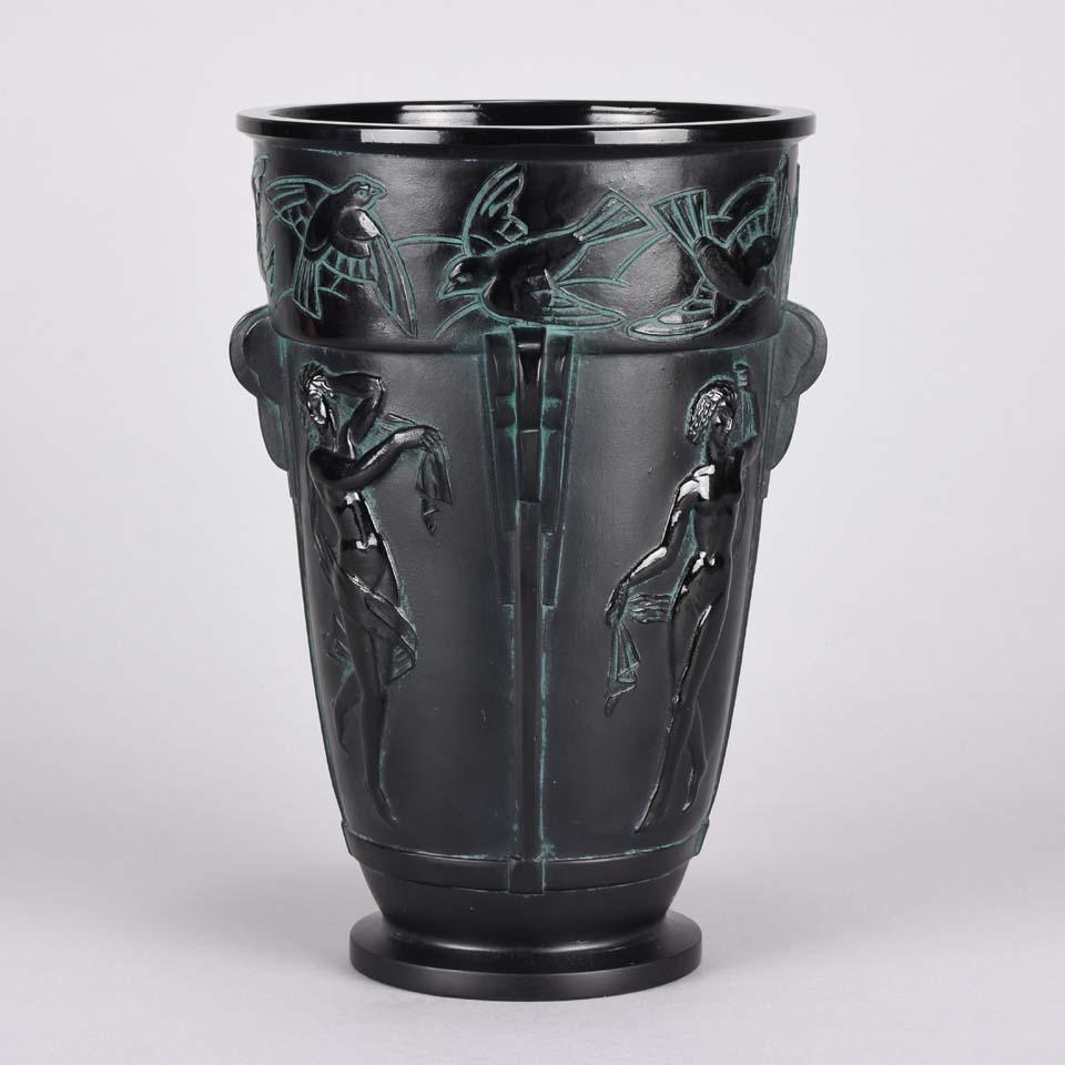 Art Deco Glass “Bacchantes Vase” by Marius Sabino at 1stDibs