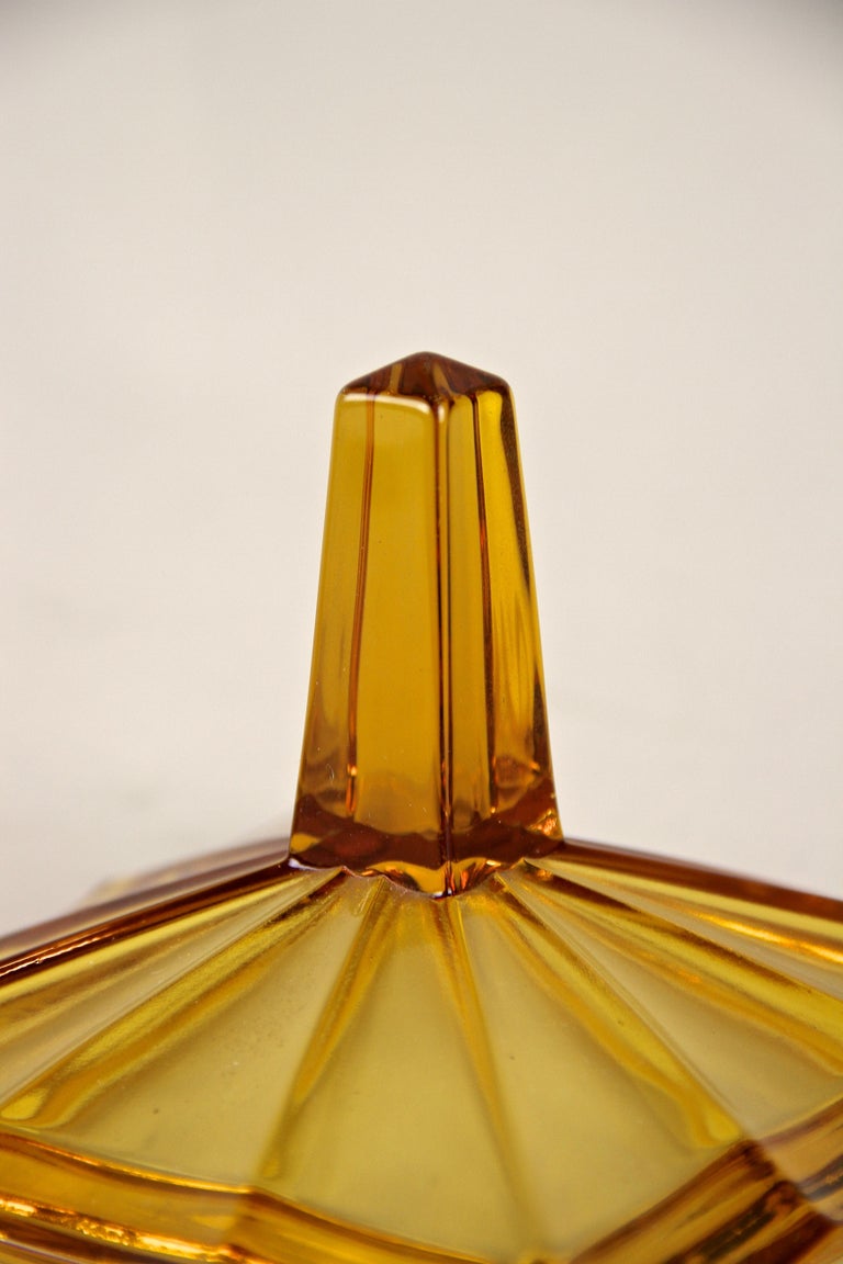 Art Deco Glass Box with Lid Amber Colored, Austria, circa 1920 For Sale ...