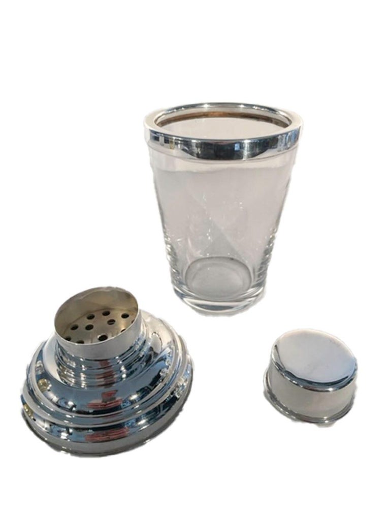 Art Deco Glass Cocktail Shaker w/Silver Plate Top by P.H. Vogel and Co ...