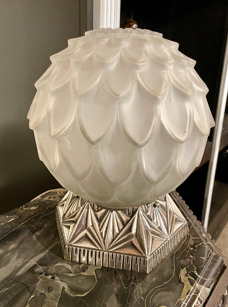 Art Deco Glass Globe Light for Table Top or Ceiling For Sale at 1stDibs