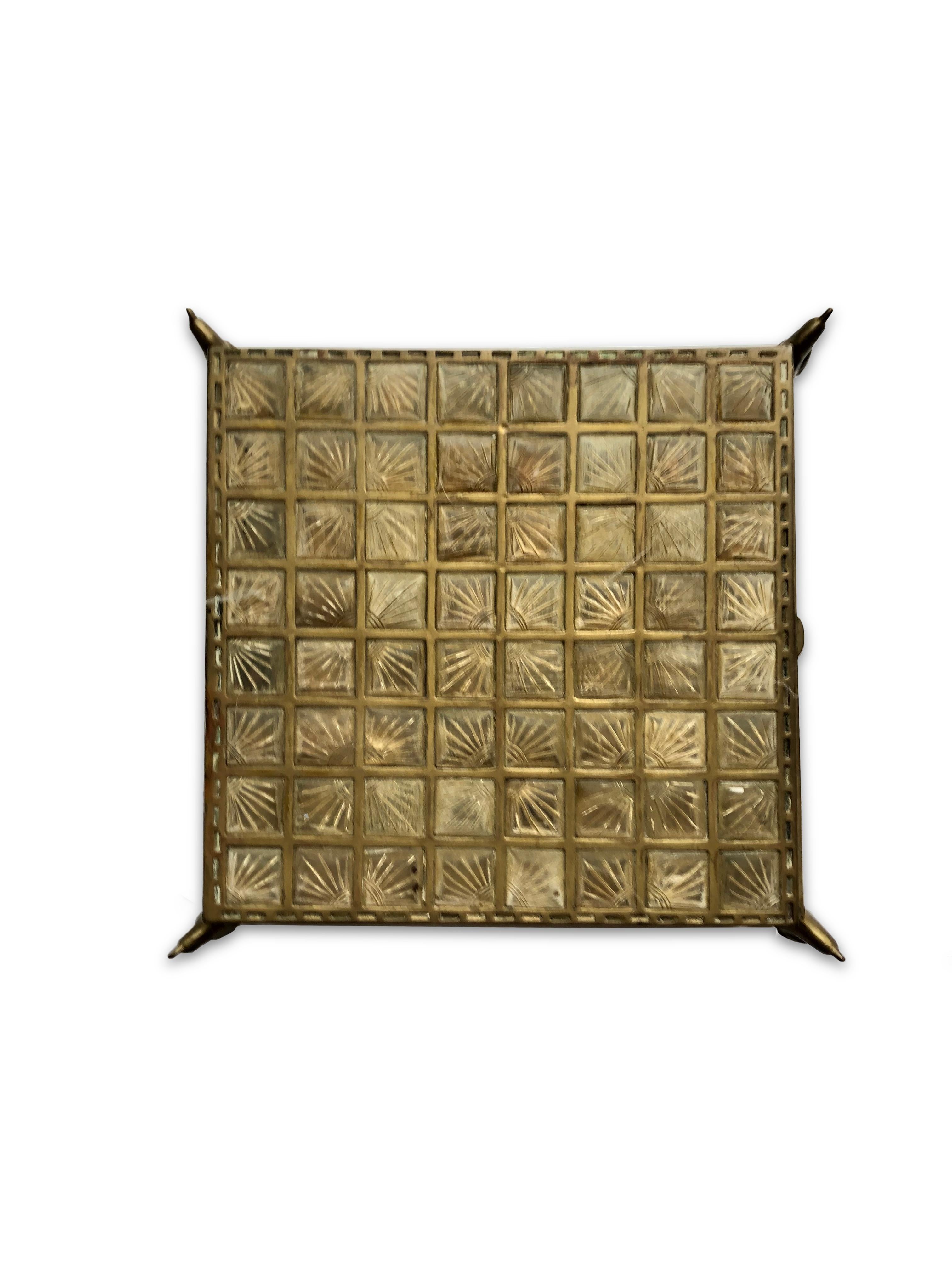 Art Deco Glass Panneled and Brass Decorative Box For Sale at 1stDibs