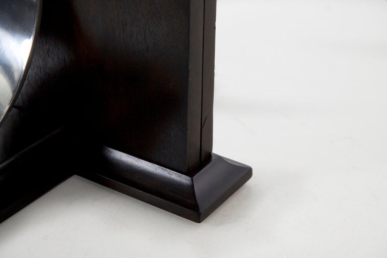 Art Deco Glass Top, Ebonized Black Walnut and Aluminum Accent Table For ...