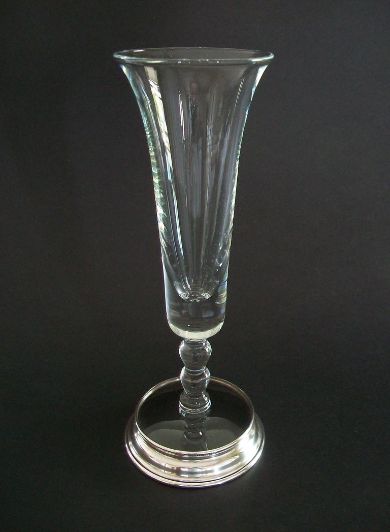 Art Deco Glass Trumpet Vase with Sterling Silver Base - U.K. - Mid 20th ...
