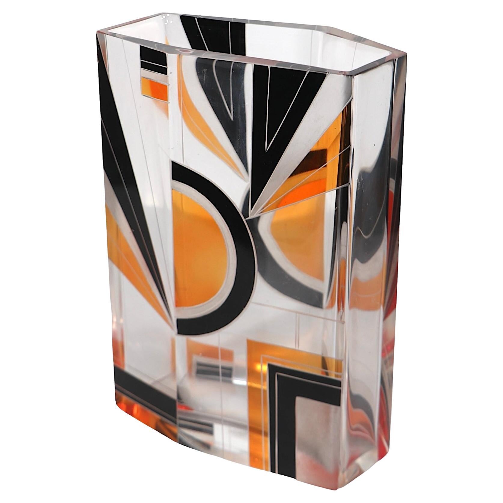 Art Deco Large Czech Glass Vase By Karl Palda, c1930 For Sale at 1stDibs