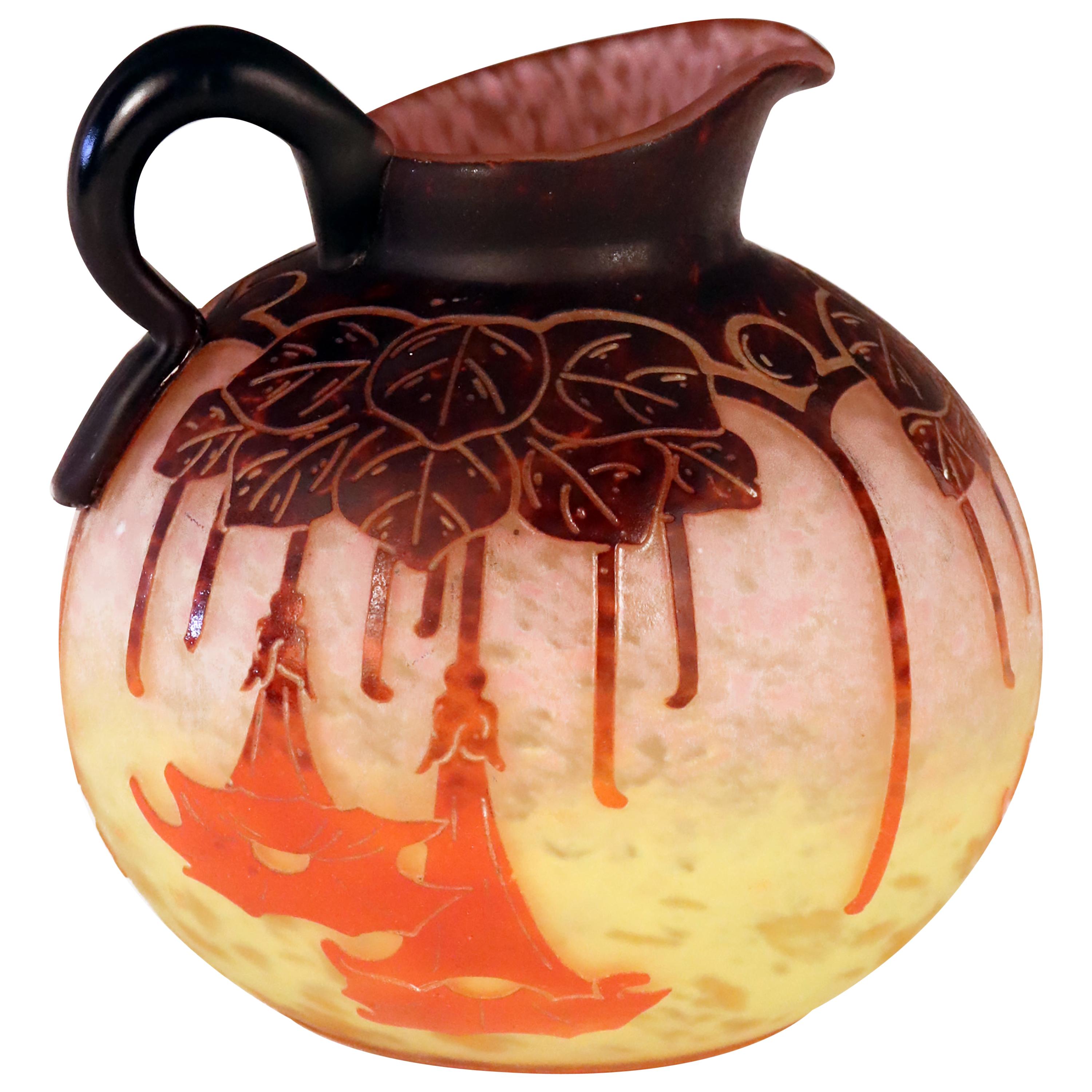 Art Deco Schneider Art Verre Francais Tall Blue Glass Vase at 1stDibs