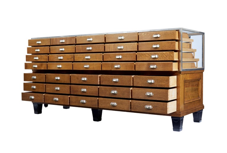 Art Deco Glazed and Oak Haberdashery Cabinet For Sale at 1stDibs