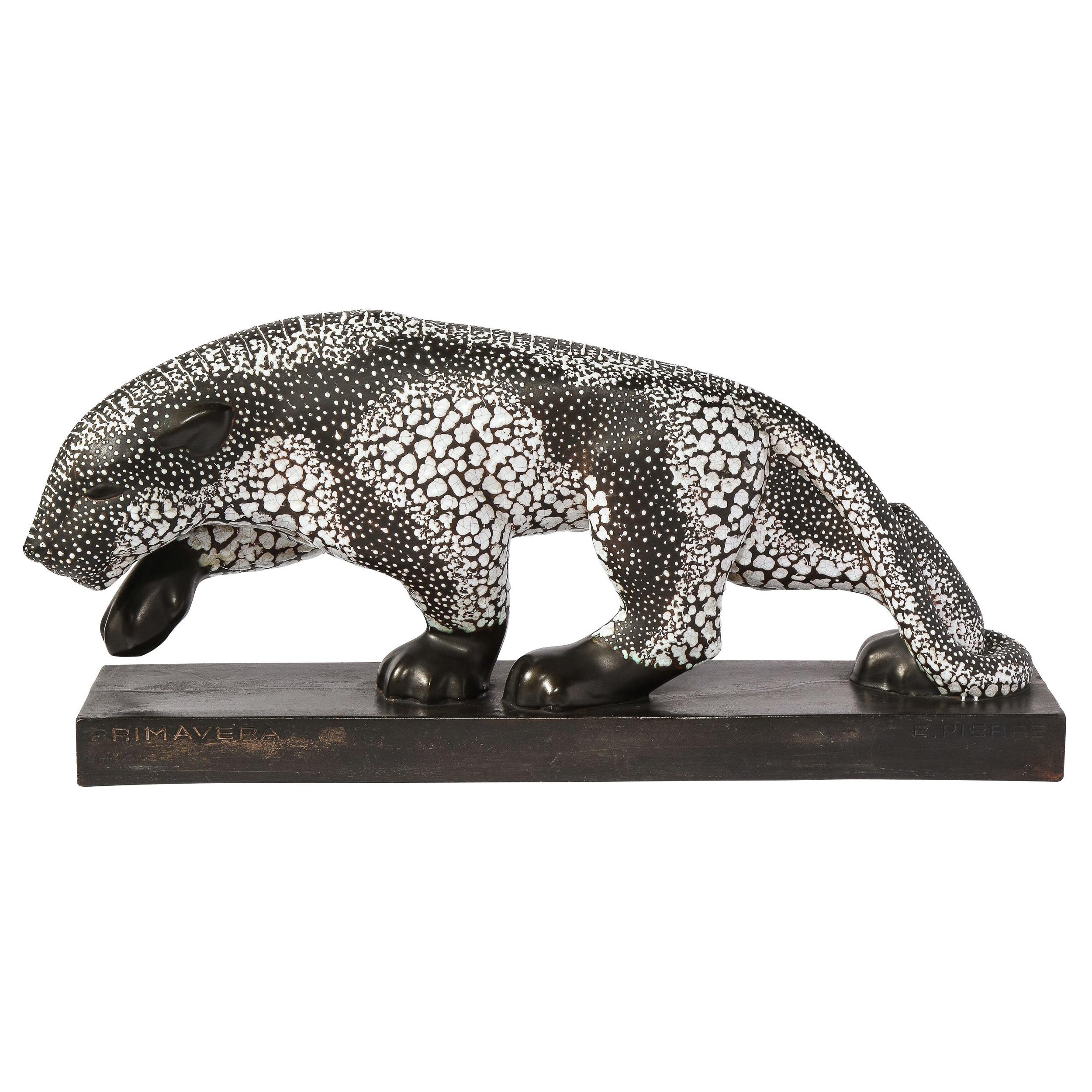 Art Deco Style Haeger Ceramic Panther Sculpture at 1stDibs