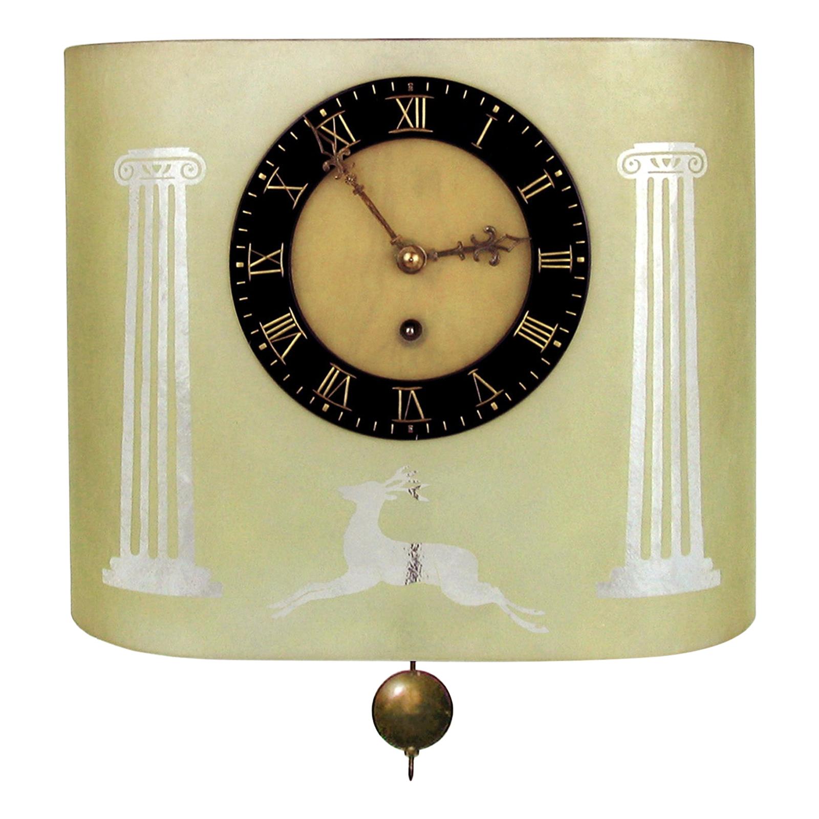 Rare Dutch Art Nouveau Enameled Brass Pendulum by J.C. Stoffels, 1905 ...