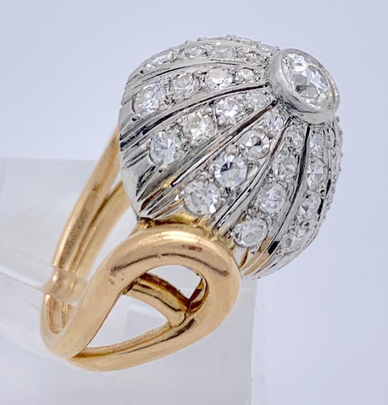 Art Deco Gold Diamond Cocktail Ring at 1stDibs