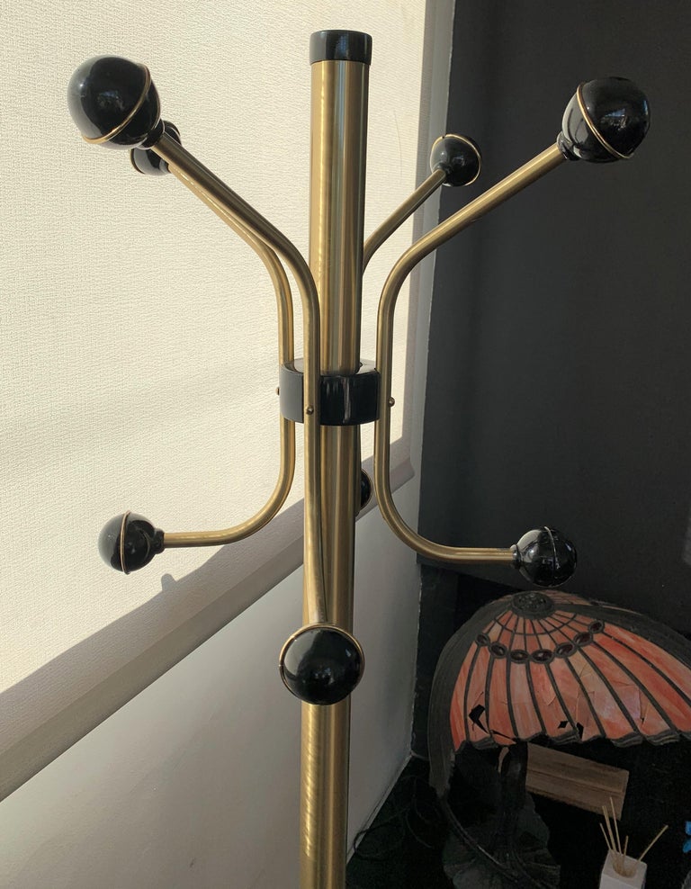 Art Deco Gold Metal Coat Rack with Eight Bowl Hangers at 1stDibs