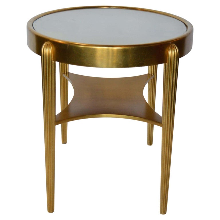 Art Deco Gold Table With Glass Insert For Sale at 1stDibs