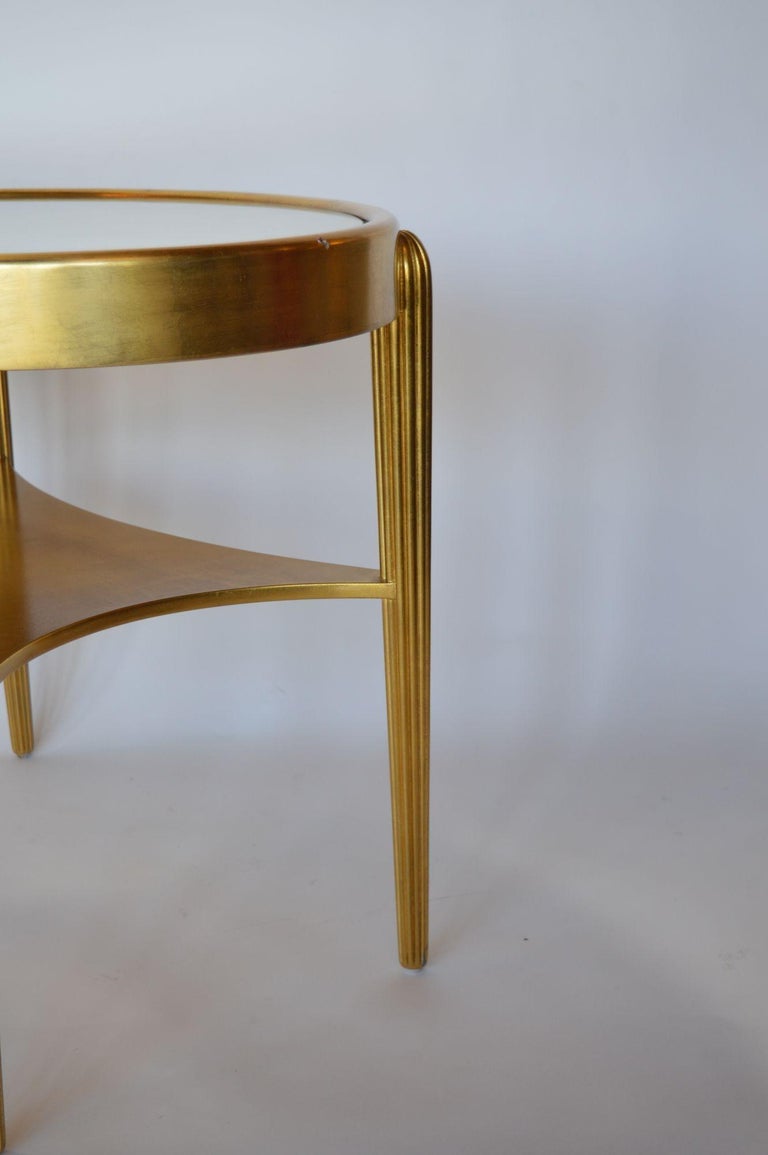 Art Deco Gold Table With Glass Insert For Sale at 1stDibs