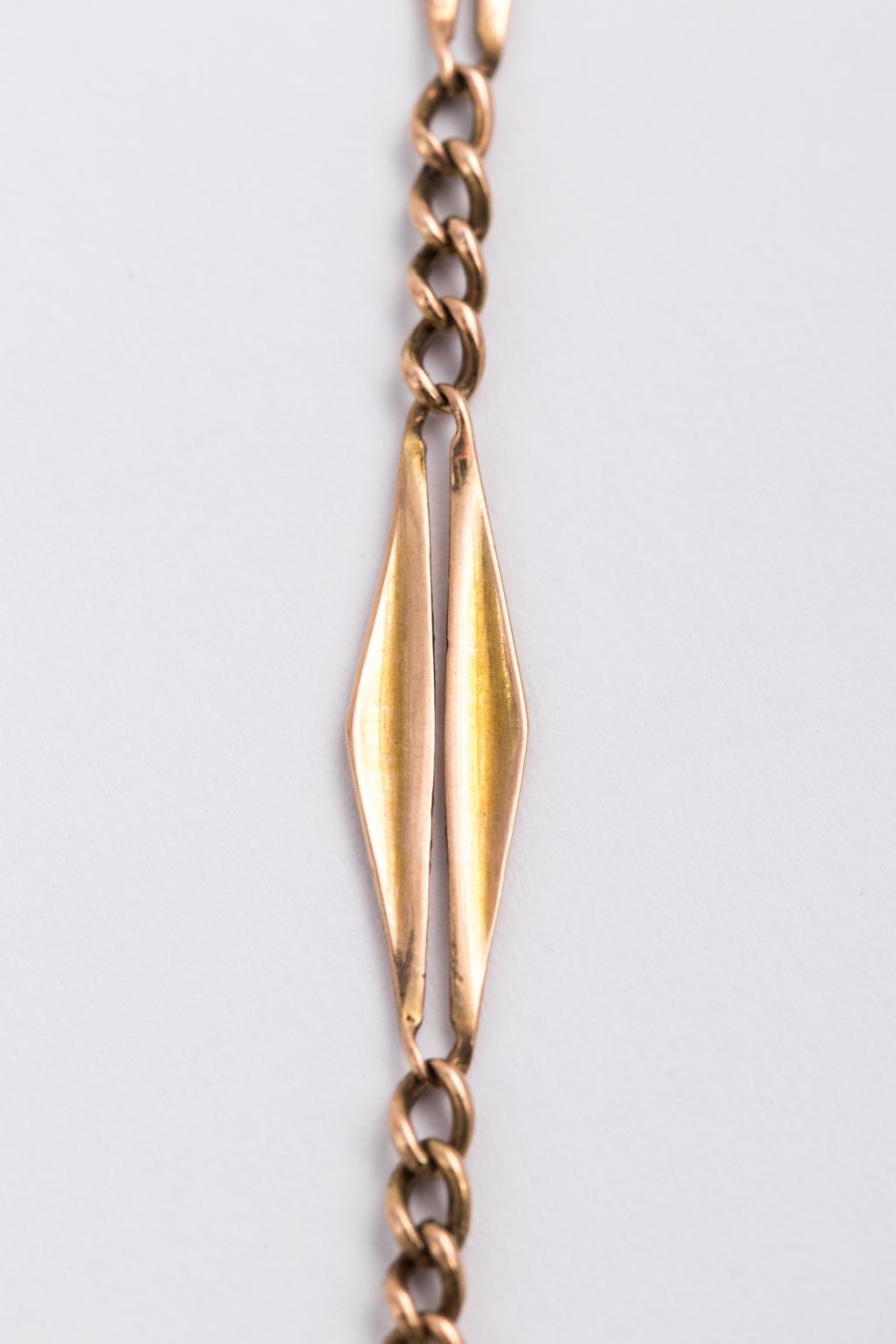Art Deco Gold Watch Chain with Charm at 1stDibs