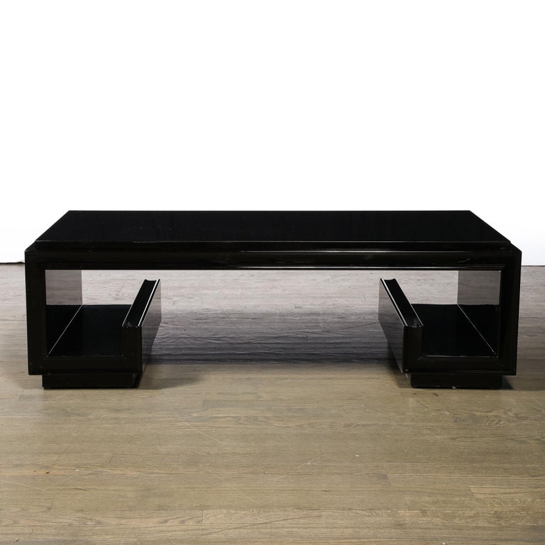 Art Deco Greek Key Cocktail Table in Back Lacquer by Paul Frankl For ...