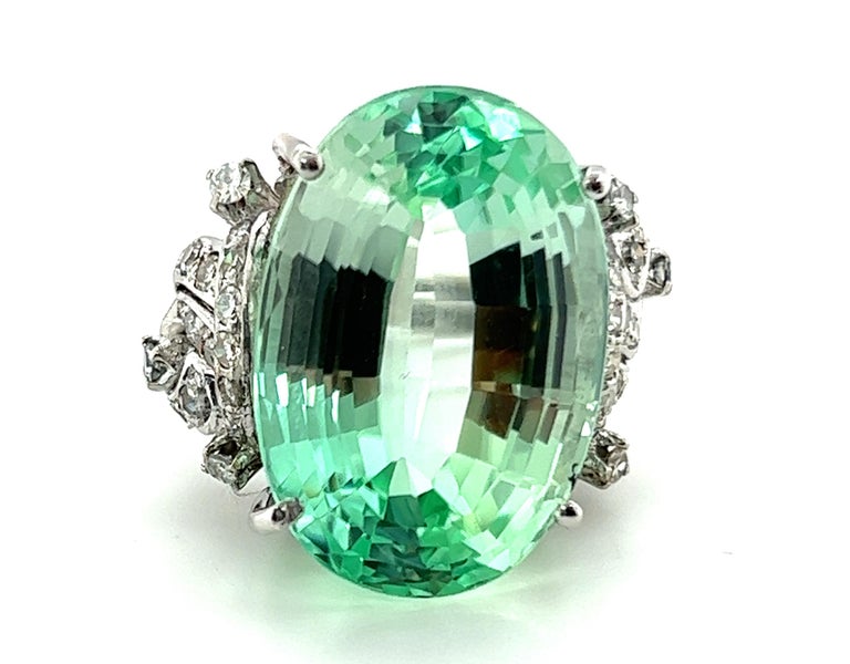 Art Deco Green Hiddenite Diamond Ring 30ct GIA Original 1930s Antique ...