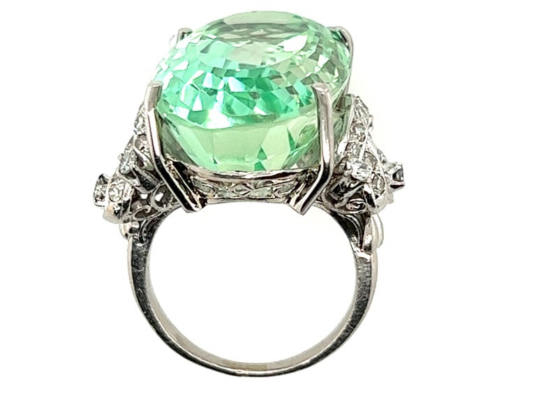Art Deco Green Hiddenite Diamond Ring 30ct GIA Original 1930s Antique ...