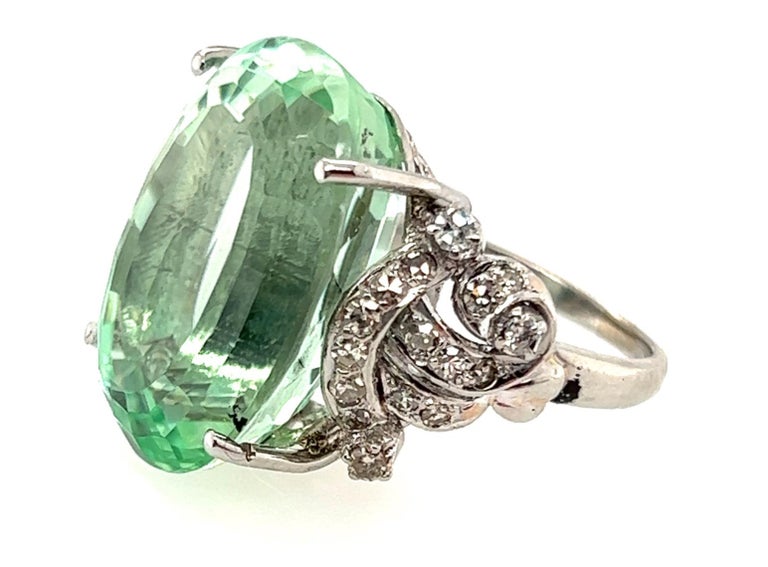 Art Deco Green Hiddenite Diamond Ring 30ct GIA Original 1930s Antique ...