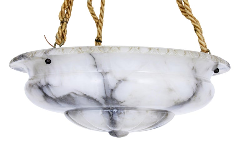 Art Deco Grey Alabaster Hanging Dish Light For Sale at 1stDibs