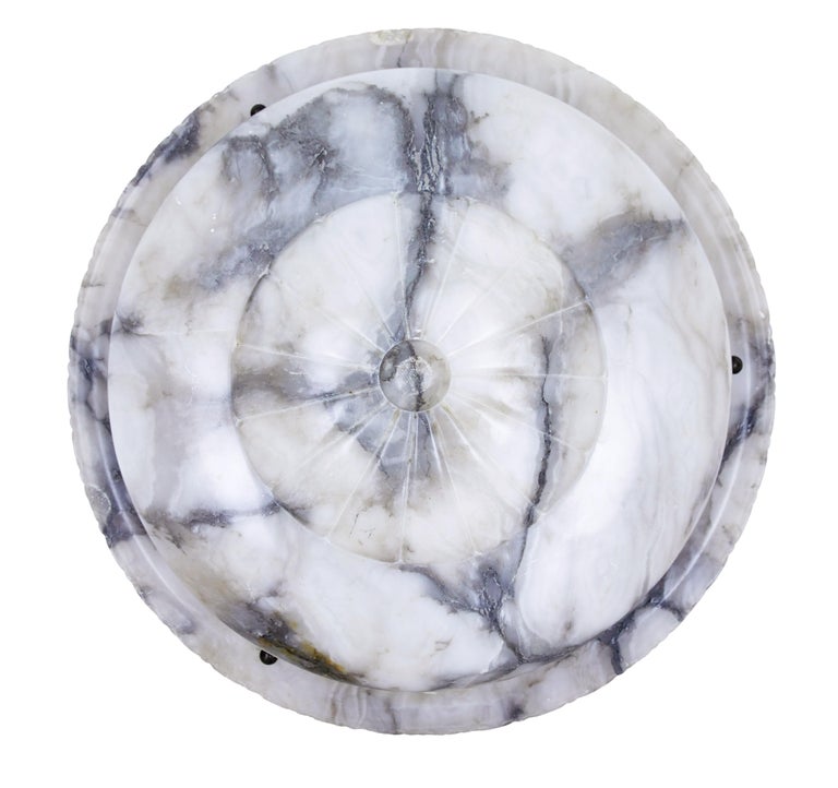 Art Deco Grey Alabaster Hanging Dish Light For Sale at 1stDibs
