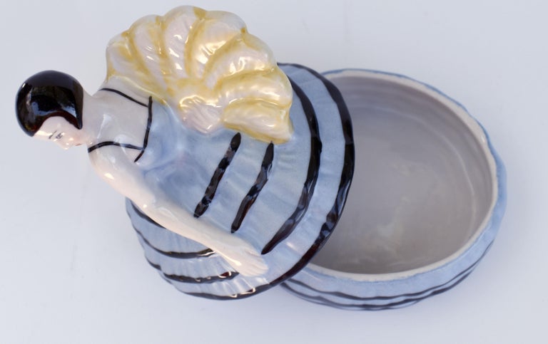 Art Deco Half Doll Ceramic Powder Box Bowl, French, c1930's For Sale at ...