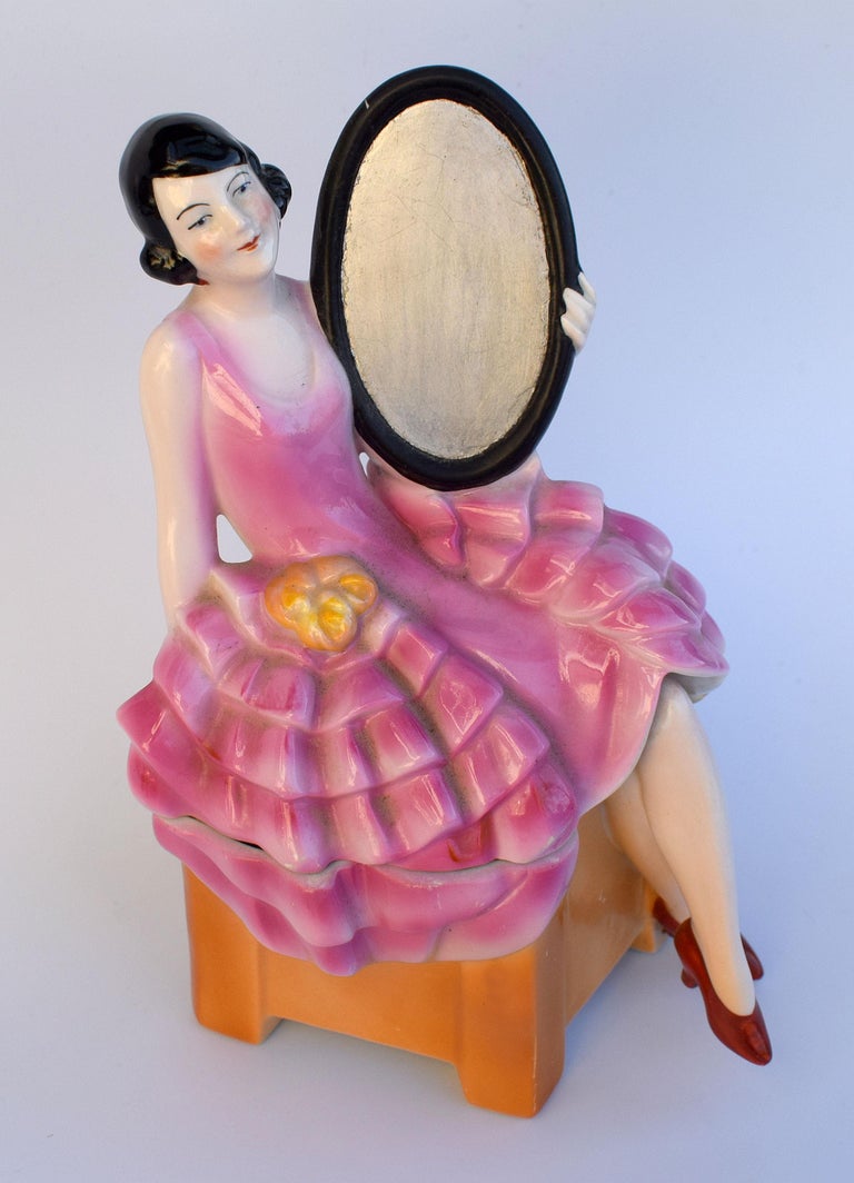 Art Deco Half Doll Powder Box, 1930s at 1stDibs