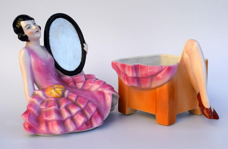 Art Deco Half Doll Powder Box, 1930s at 1stDibs