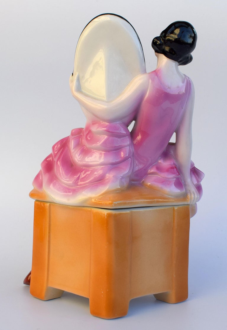 Art Deco Half Doll Powder Box, 1930s at 1stDibs