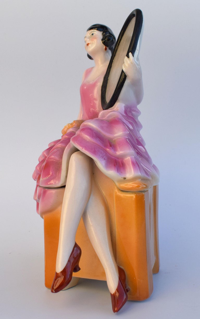 Art Deco Half Doll Powder Box, 1930s at 1stDibs