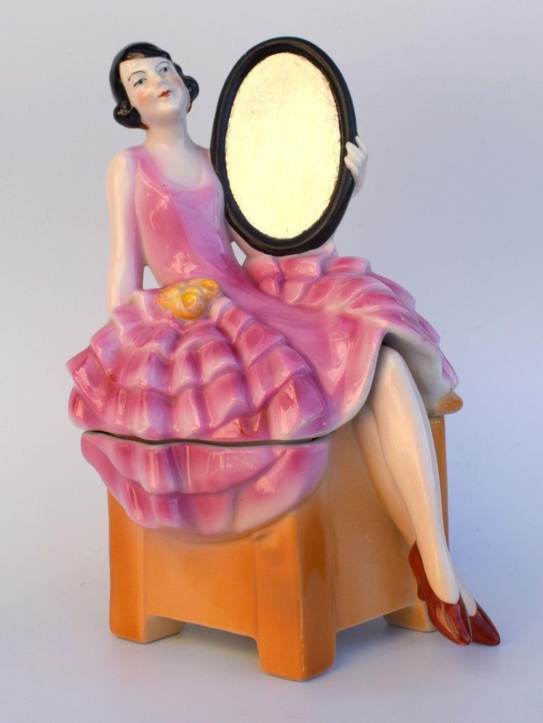 Art Deco Half Doll Powder Box, 1930s at 1stDibs
