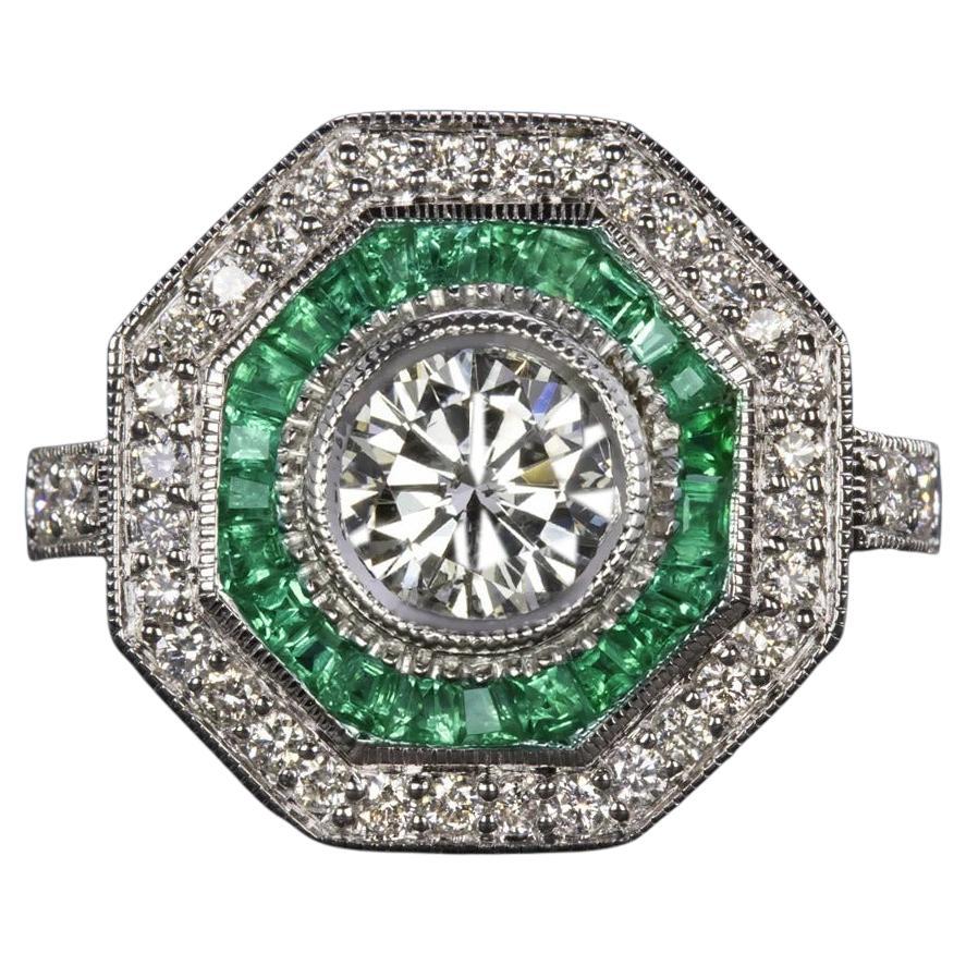 Extraordinary Emerald and Diamond Art Deco Ring at 1stDibs