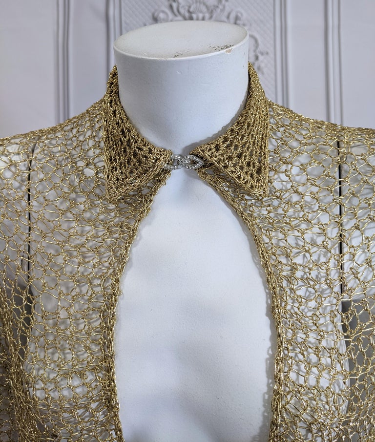 Art Deco Hand Crochet Gold Yarn Capelet For Sale at 1stDibs
