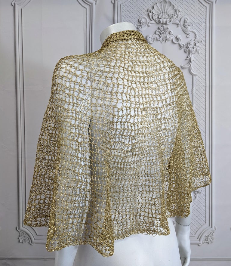 Art Deco Hand Crochet Gold Yarn Capelet For Sale at 1stDibs