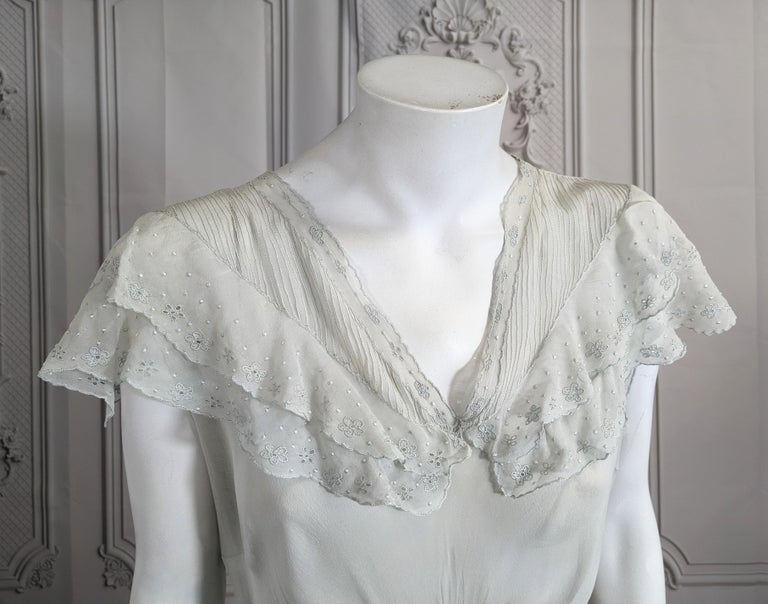 Art Deco Hand Embroidered Silk Chiffon and Crepe Slip Dress For Sale at ...