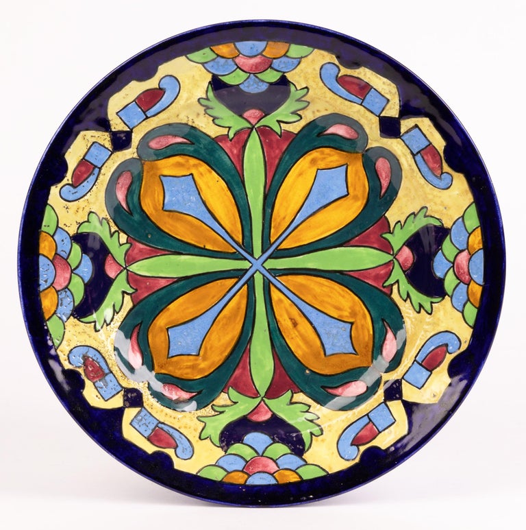 Art Deco Hand Painted Abstract Leaf Design Plate Attributed to ...
