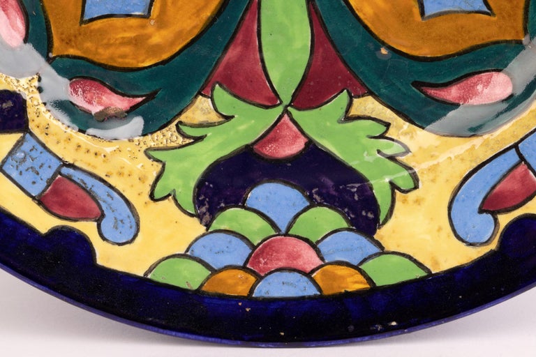 Art Deco Hand Painted Abstract Leaf Design Plate Attributed to ...