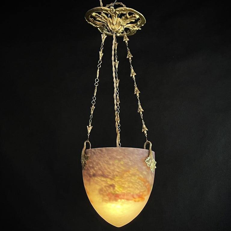 Art Deco Hanging Lamp Noverdy Lamp Pate De Verre France, 1930s For Sale ...