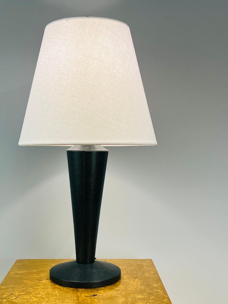 Art Deco Hermes Green Leather Table Lamp For Sale at 1stDibs