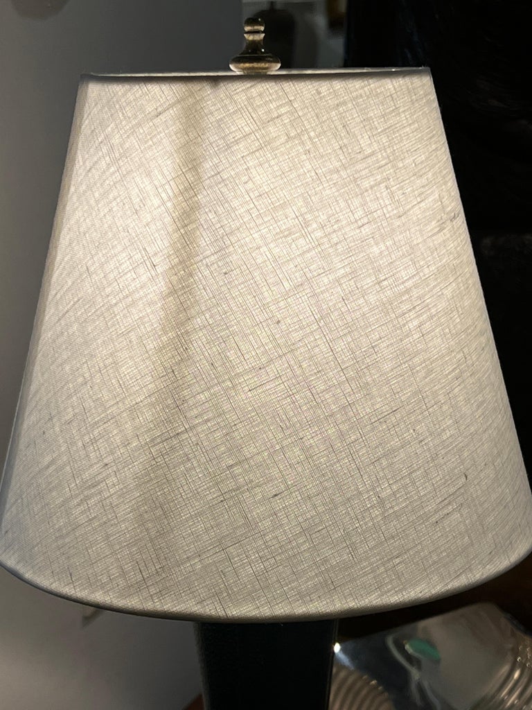 Art Deco Hermes Green Leather Table Lamp For Sale at 1stDibs