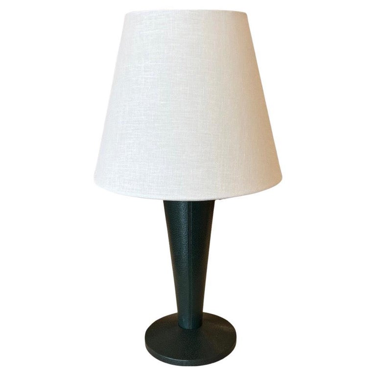 Art Deco Hermes Green Leather Table Lamp For Sale at 1stDibs