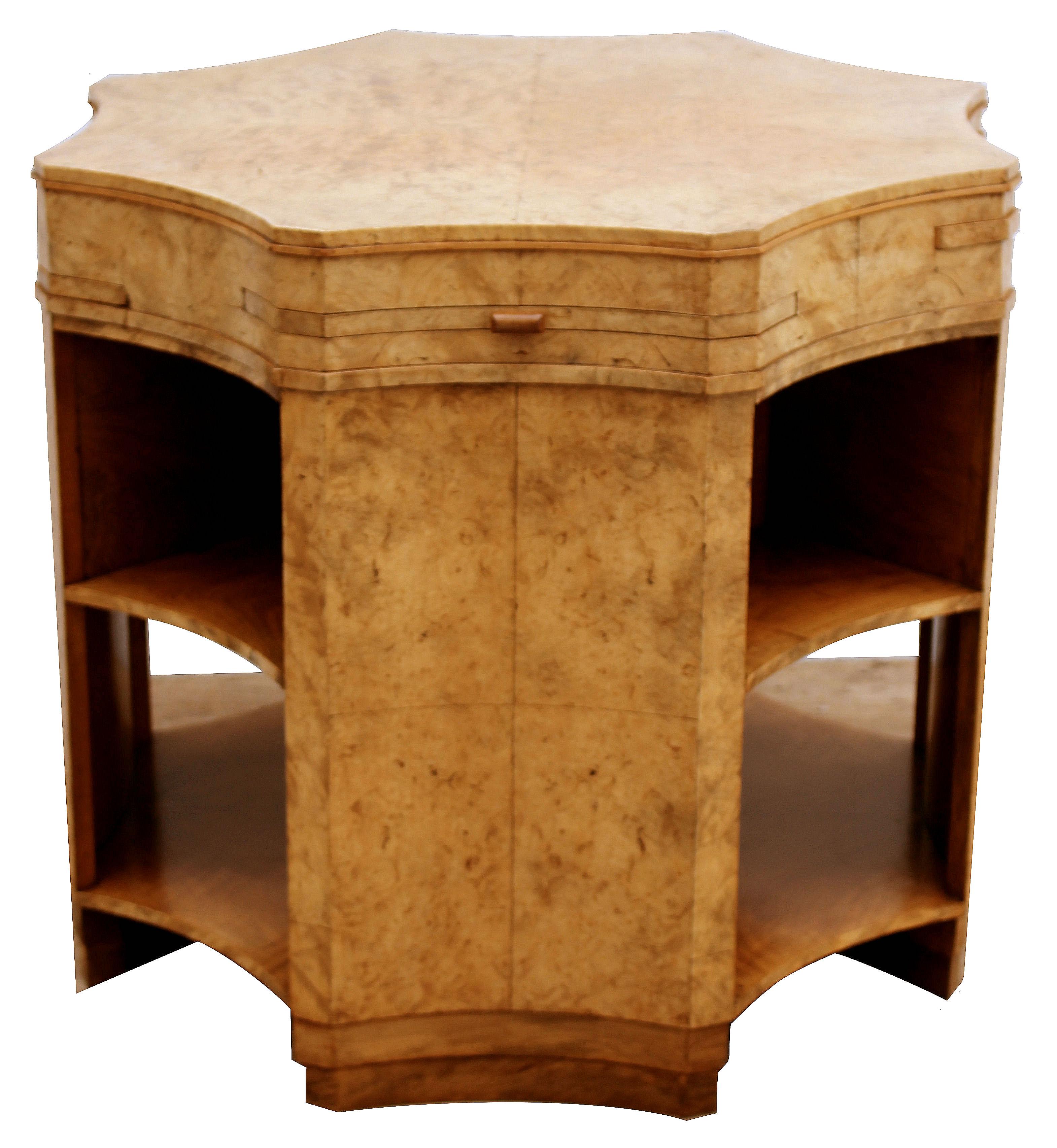 Art Deco High Quality Birds Eye Maple Library Table by Epstein, English ...