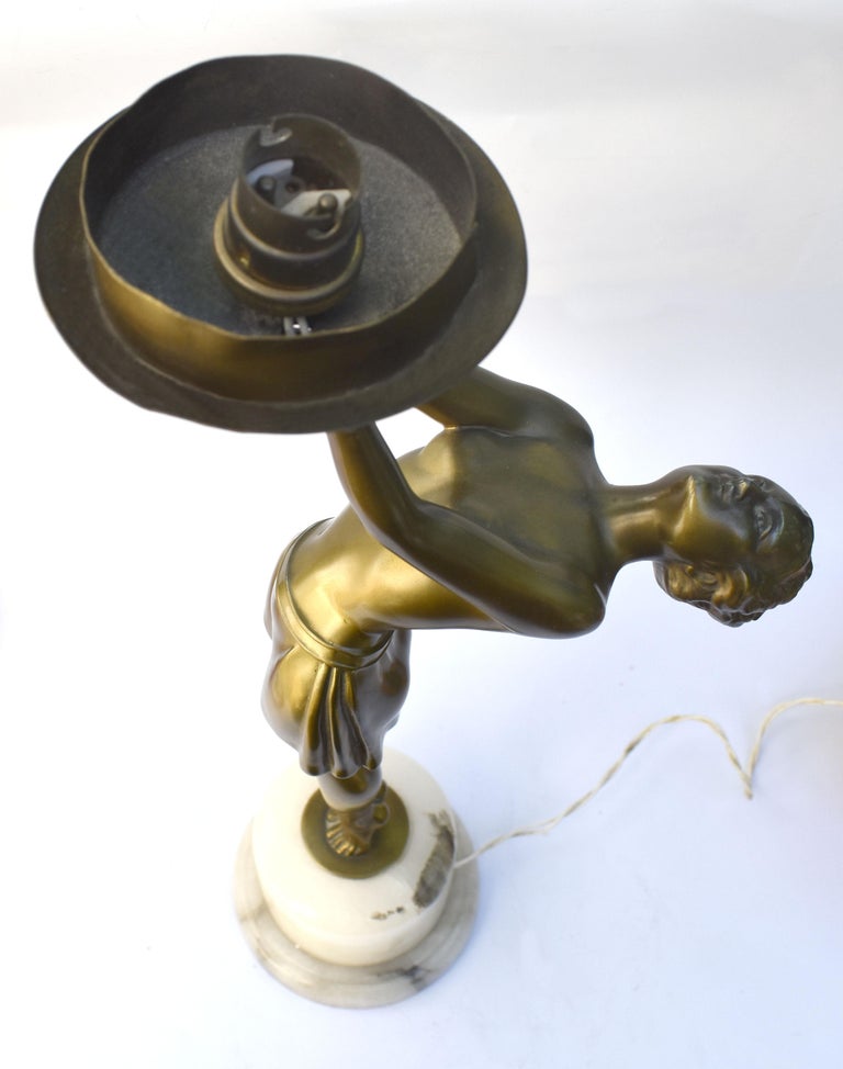 Art Deco Huge Figural Spelter Lady Lamp By Balleste, c1930 For Sale at ...