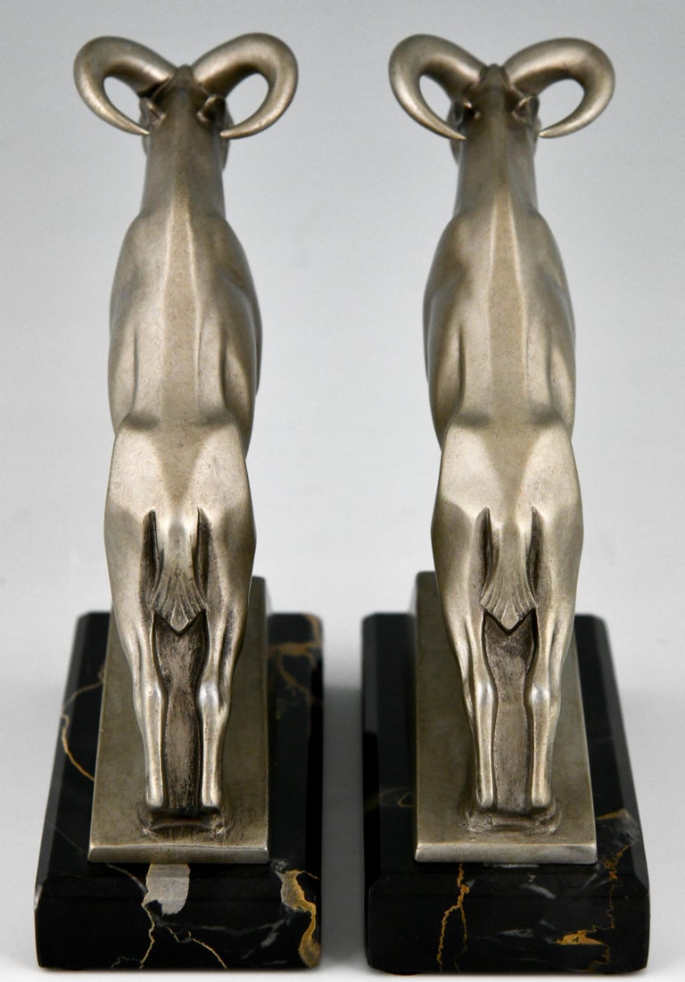 Art Deco Ibex or Ram Bookends Max Le Verrier, France, 1930 at 1stDibs