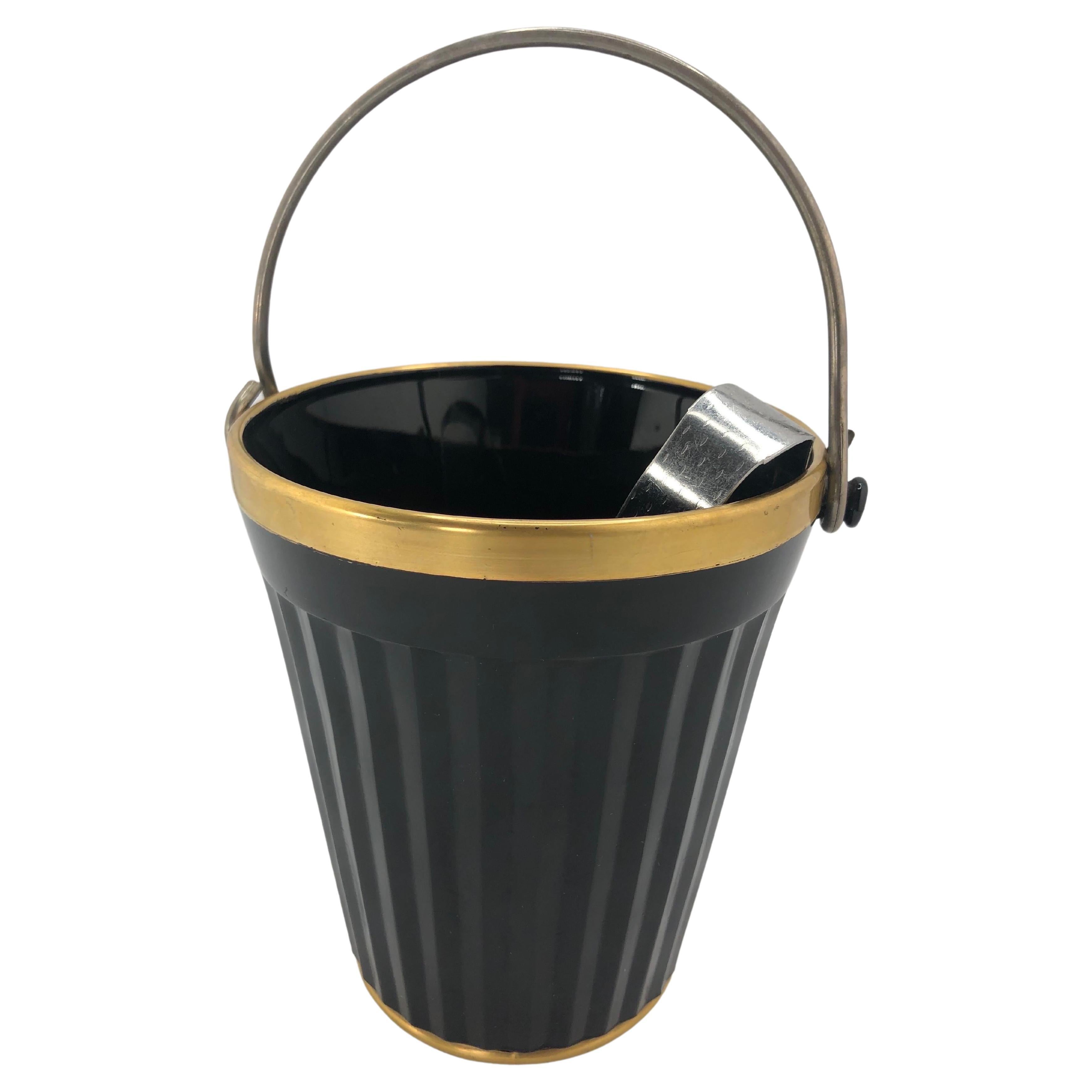 Art Deco Blue Glass Ice Bucket For Sale at 1stDibs